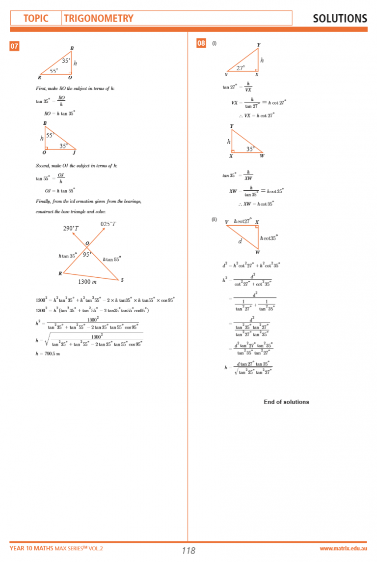 Part 4: Year 10 Further Trigonometry (Applications) | Year 10 Maths Guide