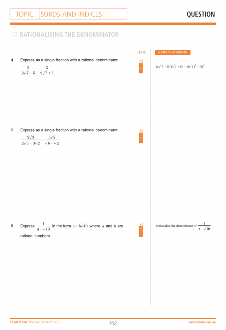 Part 4: Surds - Free Worksheet | The Beginner's Guide to Year 9 Maths
