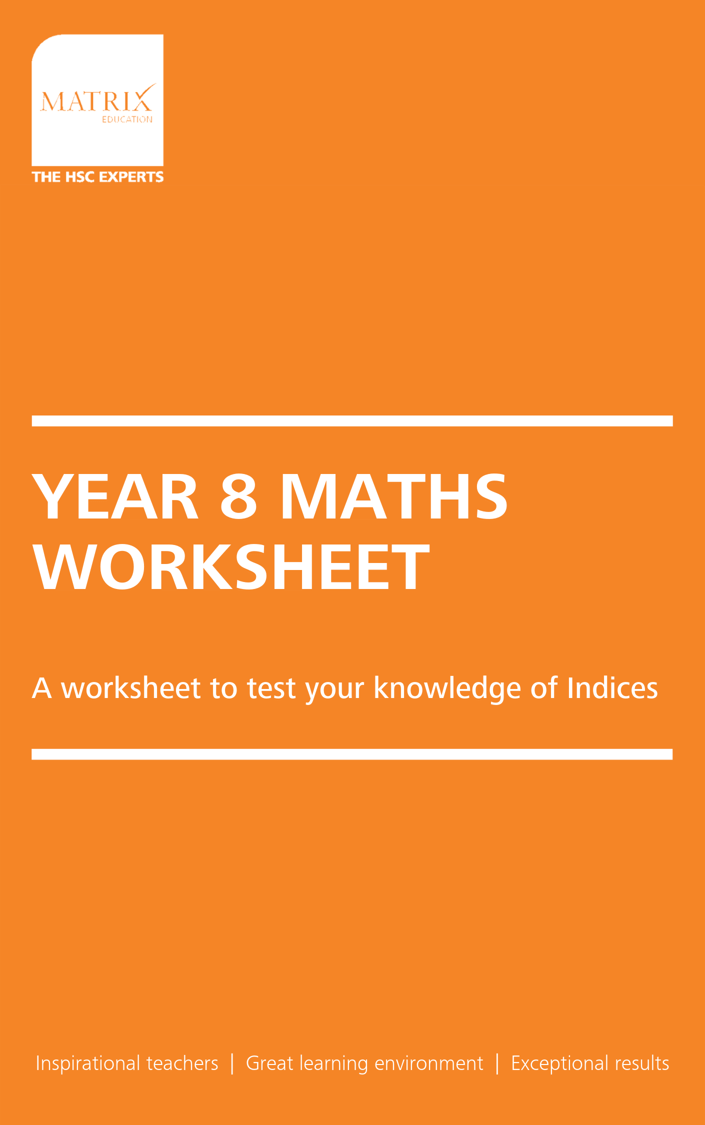 Part 1: Indices | Free Year 8 Maths Worksheet Download