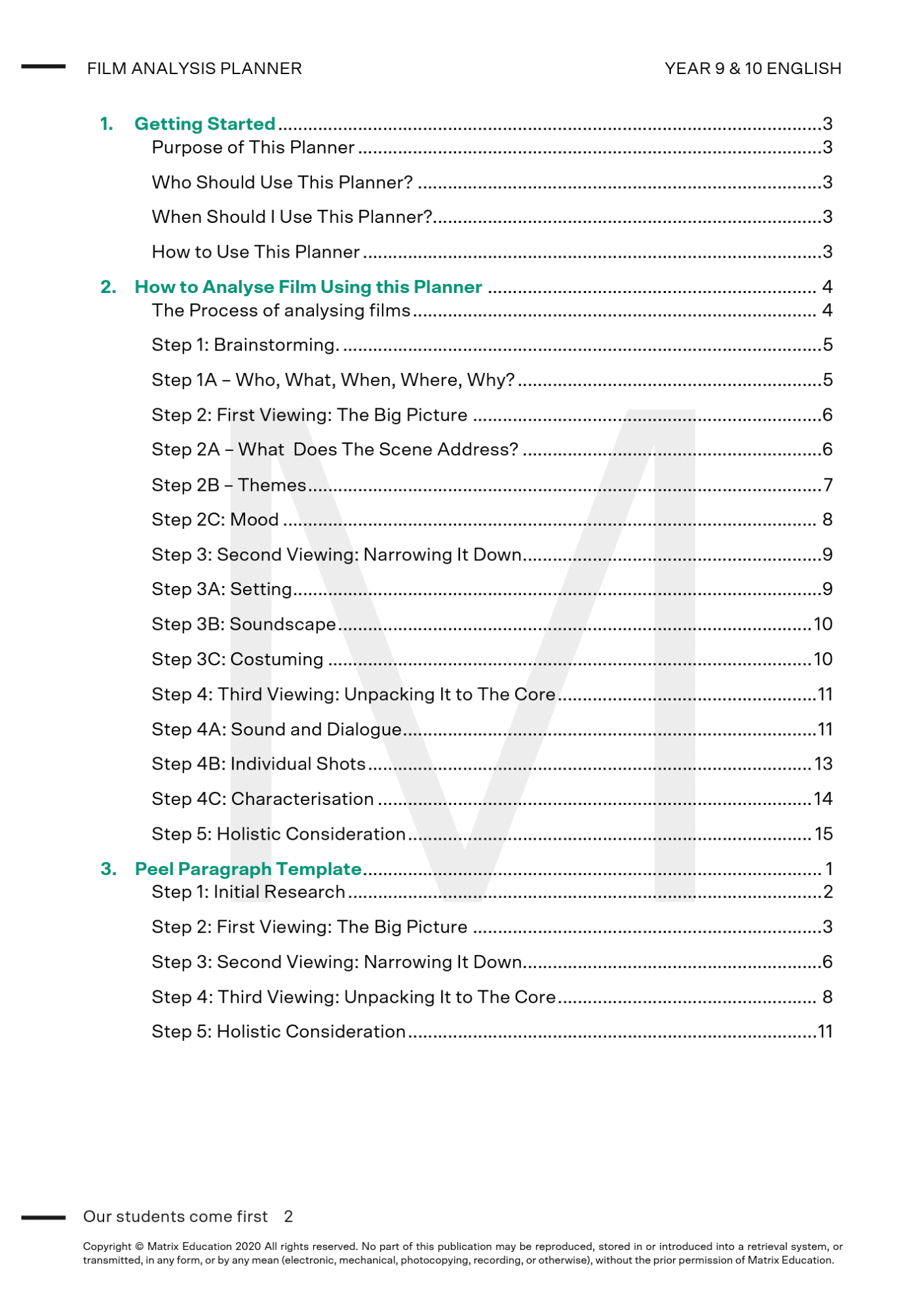 Free Film Analysis Planner Downloadable