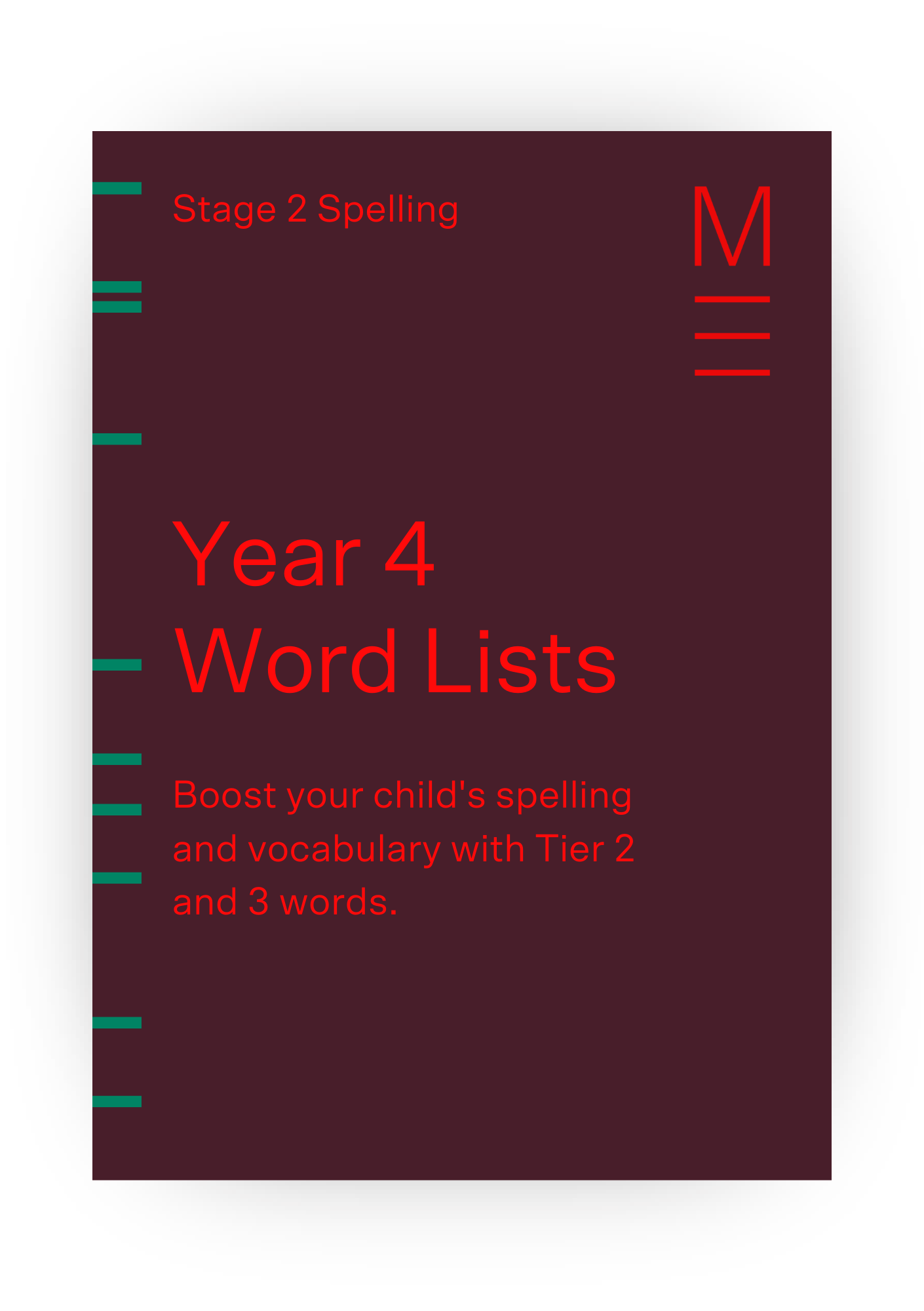 Year 4 Spelling Word List Booklet