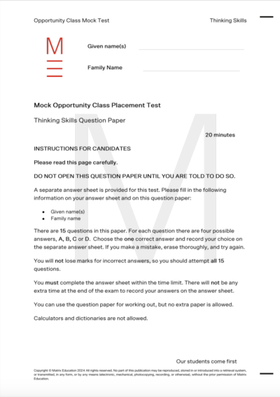 Free Practice OC Tests - Matrix Education