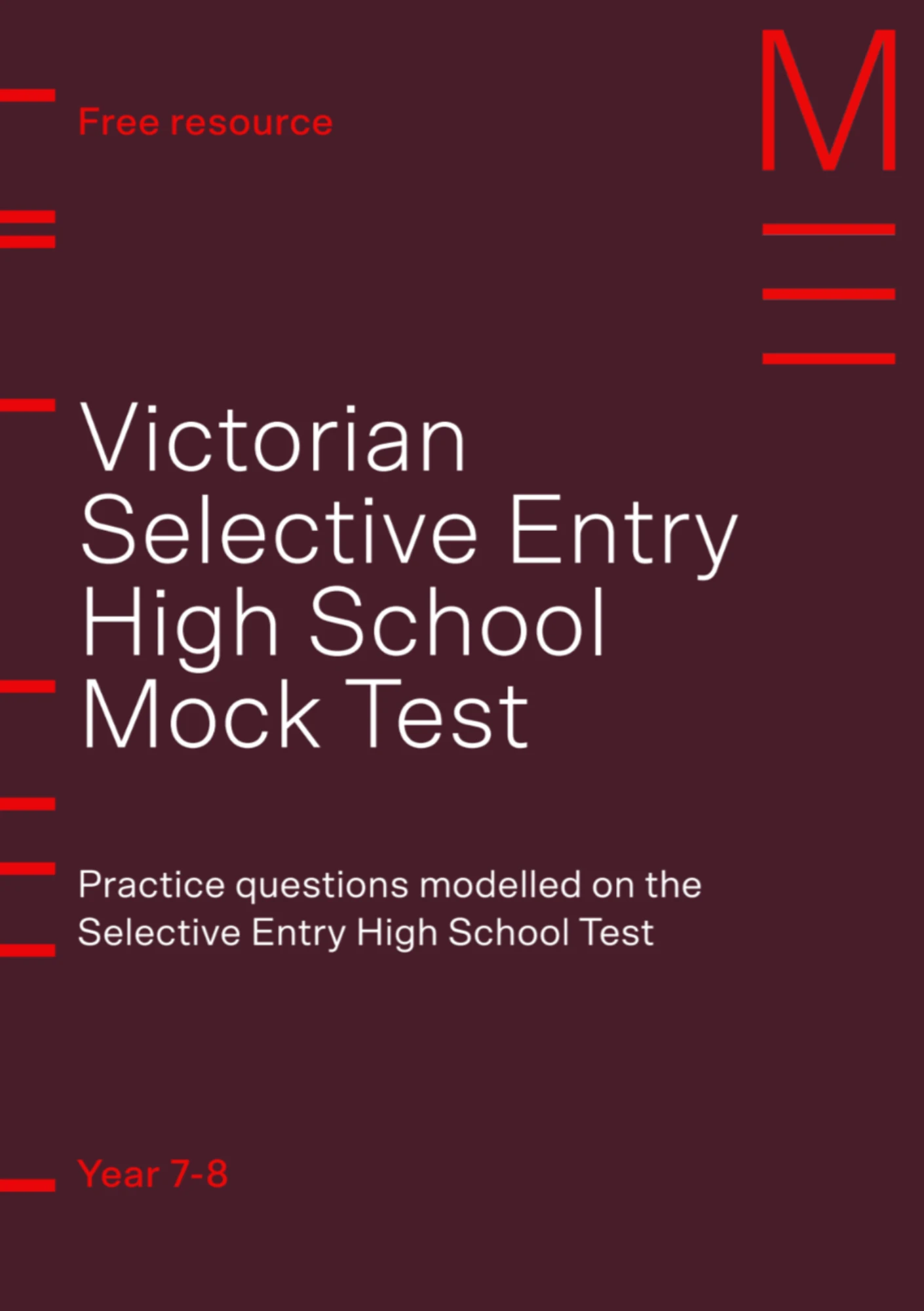 Victoria Selective High School Test: SEHS Sample Questions