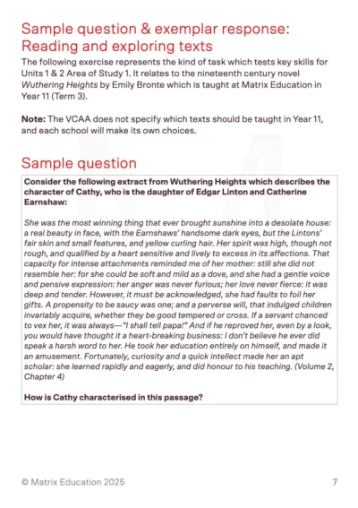 Free VCE English Units 1 & 2: Sample Questions and Responses