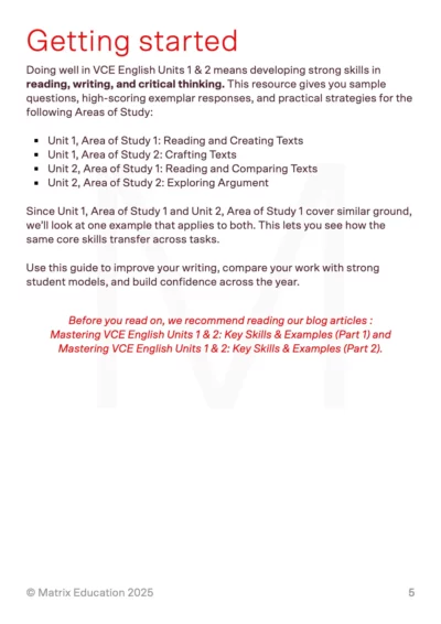 Free VCE English Units 1 & 2: Sample Questions and Responses