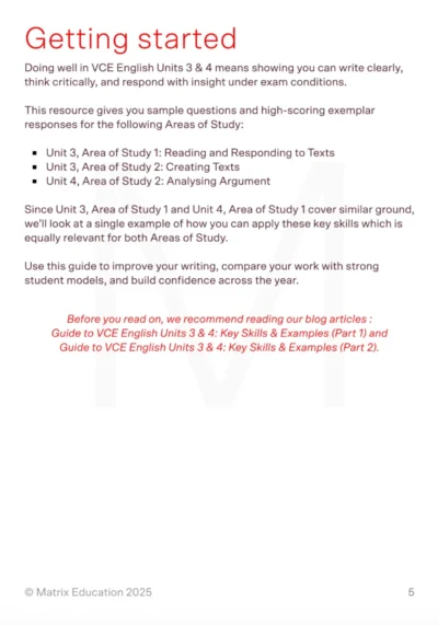 English Units 3 & 4: VCE Sample Questions and Responses